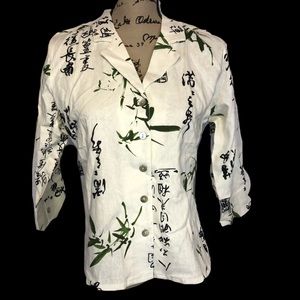 Norm Thompson | Tops | Norm Thompson Sz S Asia Writing Button Front Top ...